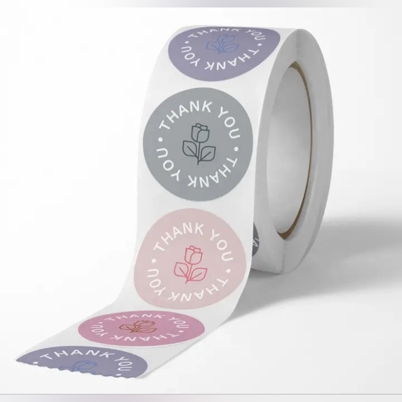 Source Unknown | Office | New 50ct Roll Rose Thank You Stickers Round ...